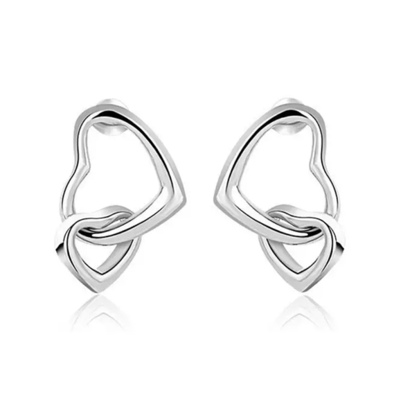Jewelry | New 18k Gold Interlocking Double Heart Earrings | Poshmark